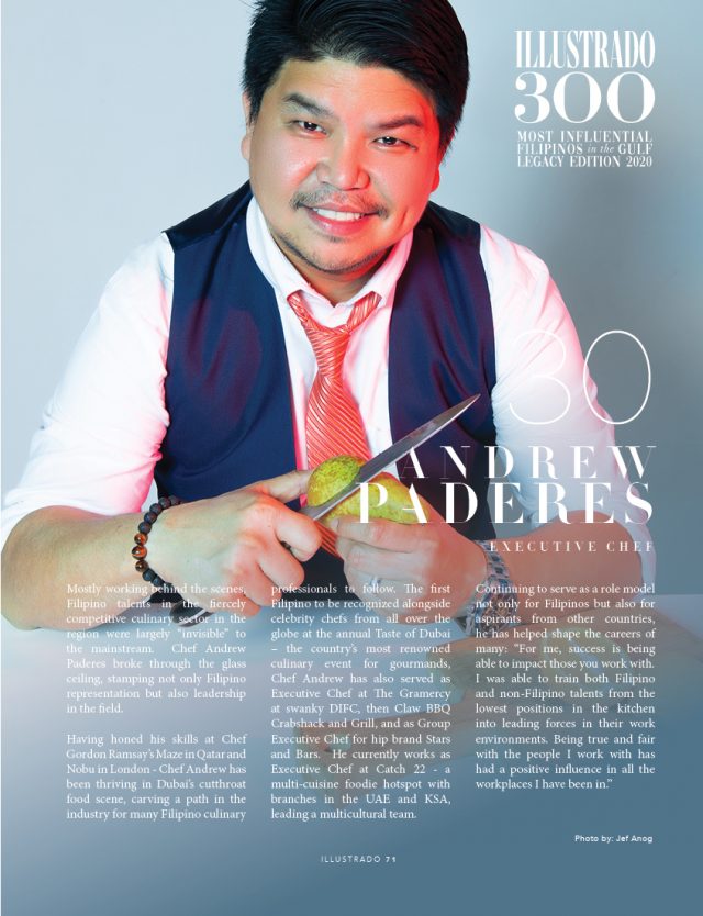 Chef Andrew Paderes - Most Influential Filipinos in the Gulf 2018